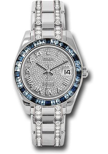 Rolex White Gold Datejust Pearlmaster 34 Watch - 12 Blue And 24 Light ...