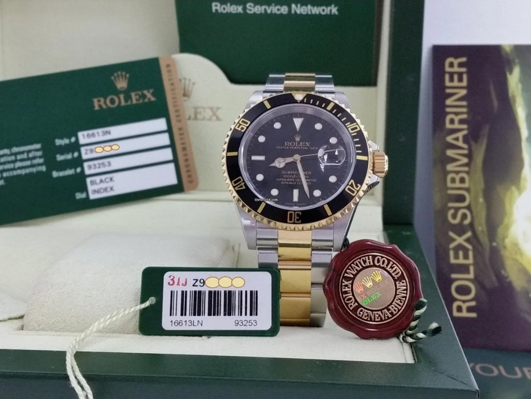 Rolex Oyster Perpetual Date Pre-Ceramic Submariner 300M 18k Gold Bi-me ...